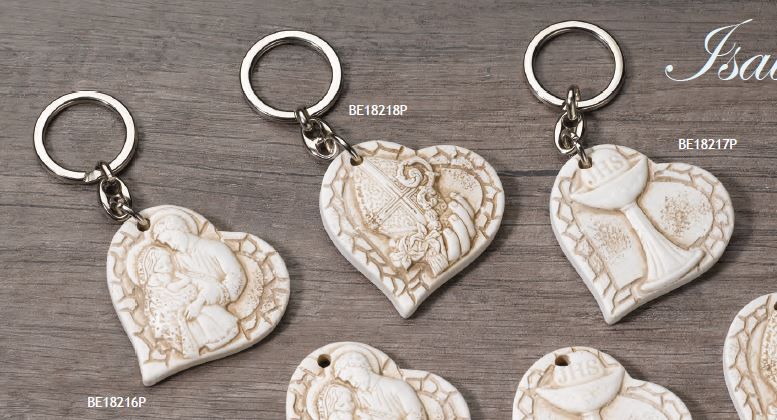 Portachiavi cuore con Mitra Cresima Isabella