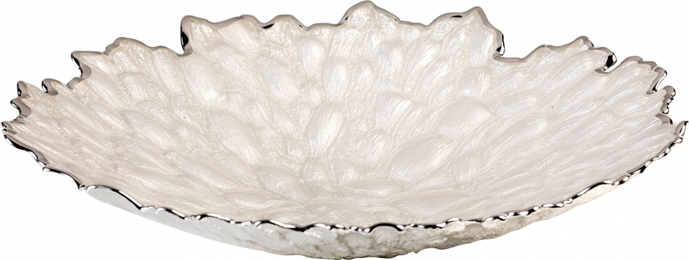 Centrotavola in vetro MOSS 39,5cm - BIANCO PERLA